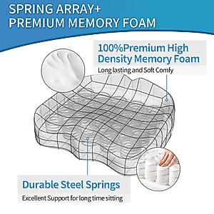 Aulase Large Seat Cushion for Office Chair, Inner Springs and Thick Soft Memory Foam for Super Support & Comfort, Pressure Relief for Long Sitting, Chair Pad for Hip, Coccyx, Sciatica Pain Relief