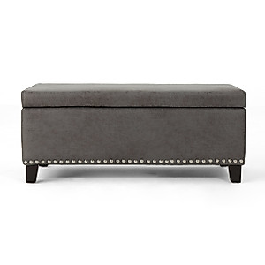 Christopher Knight Home Carl Traditional Microfiber Storage Ottoman, Slate,