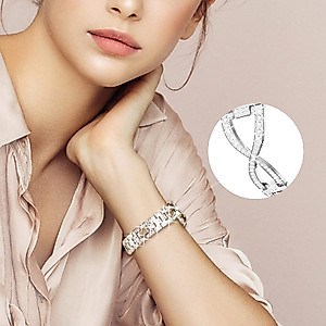 20mm Bling Band Compatible for Samsung Galaxy Watch 4/Watch 6/Watch 5 40mm 44mm, Galaxy Watch 4 Classic 42mm 46mm, Active 2, Watch 42mm, Watch 3 41mm, Women Adjustable Rhinestone Wristband Strap