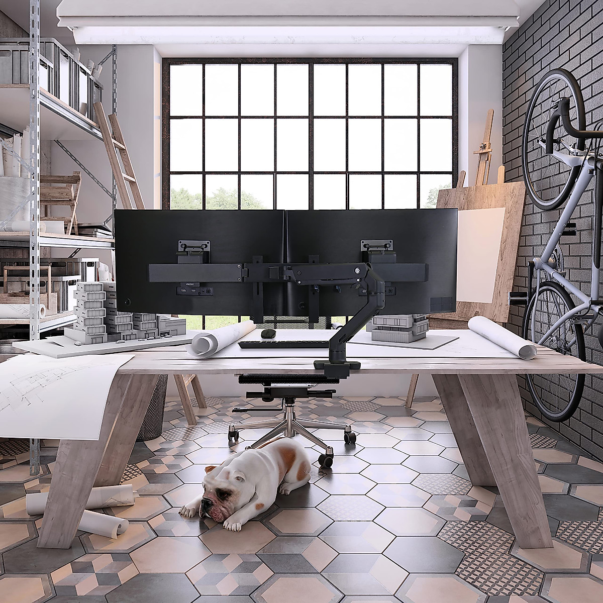 Ergotron – HX Dual Monitor Arm, VESA Desk Mount – for 2 Monitors Up to 32 Inches, 5 to 17.5 lbs Each – Matte Black