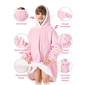 Century Star Wearable Blanket Hoodie for Kids 6-10YR Oversized Hooded Thick Cozy Fleece Sherpa Soft Warm Weighted Sweatshirt Girls Boys Kids Cat