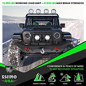 Rhino USA D Ring Shackle 41,850lb Break Strength – 3/4” Shackle with 7/8 Pin for use with Tow Strap, Winch, Off-Road Jeep Truck Vehicle Recovery, Best Offroad Towing Accessories