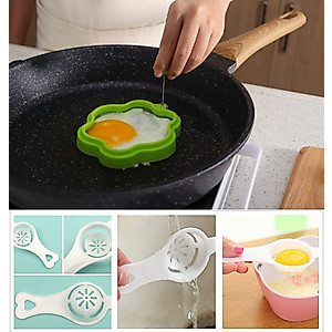 5 Egg Rings Set, Pancake Molds Food-Grade Silicone for Breakfast Fried Eggs, Homemade Omelets, Frittatas & Crumpets – Flippy Cooking Forms Muffin Shapes - Heart, Flower, Bear, Butterfly, Circle