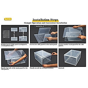 Drop Front Shoe Storage Box, Set of 6 Shoe Boxes Clear Plastic Stackable with Acrylic Lids, Shoe Organizer Containers for Closet, Shoe Case for Display Sneakers, Fit up to US Size 12 (XL, Clear)