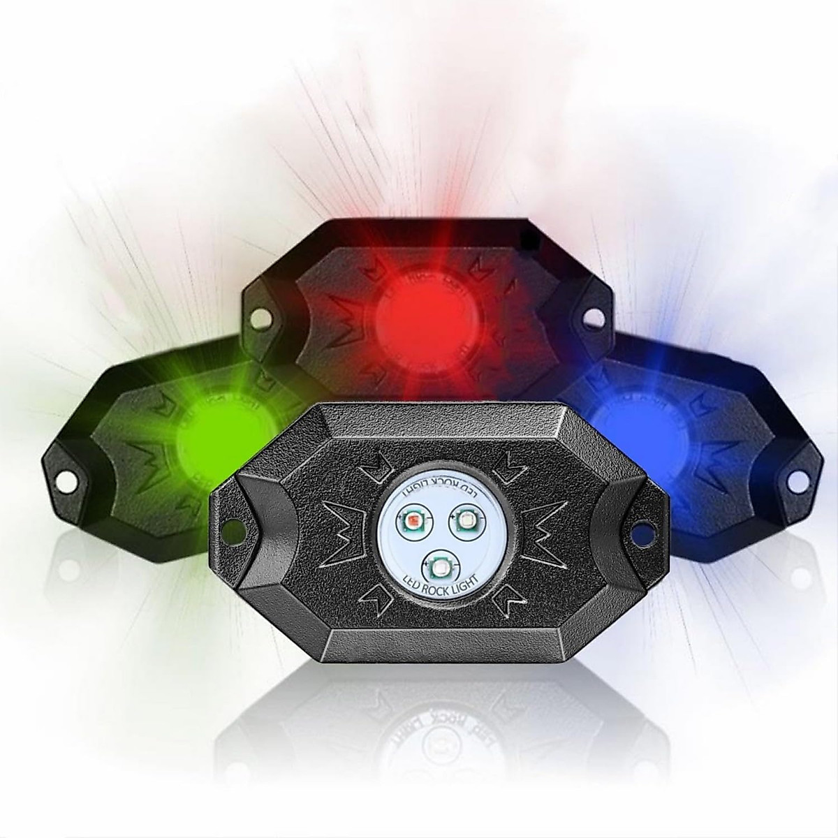 Avenemark Waterproof Neon Light 8 Pods RGB LED Rock Lights with Bluetooth App Control Music Modes Timing Function Wheel Well Light for Car Truck ATV SUV Boat