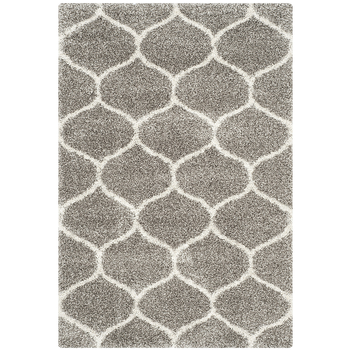 SAFAVIEH Hudson Shag Collection Area Rug - 6' x 9', Grey & Ivory, Moroccan Ogee Trellis Design, Non-Shedding & Easy Care, 2-inch Thick Ideal for High Traffic Areas in Living Room, Bedroom (SGH280B)