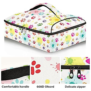 Kcldeci Insulated Thermal Food Carrier Insulated Casserole Carrier for Hot or Cold Food,Paw Prints and Blots Insulated Tote Bag for Potluck Cookouts Parties Picnic,Lasagna Lugger