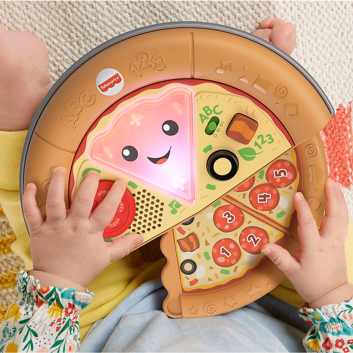 Fisher-Price Laugh & Learn Slice of Learning Pizza, Pretend Food Musical Baby Toy with Lights and Spinning Action for Baby and Toddler Ages 6-36 Months