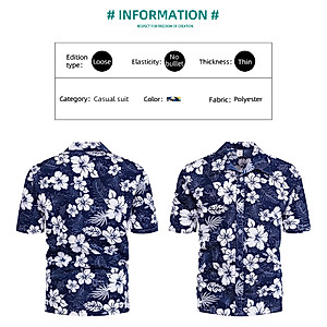 Sumolux Mens Hawaiian Floral Shirts Button Down Tropical Holiday Beach Shirts