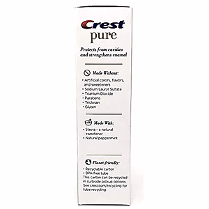 Crest Pure All Around Clean Fluoride Anticavity Toothpaste, Made Without Artificial Colors, Flavors, or Sweeteners - Natural Mint 4.1 oz (Pack of 3)