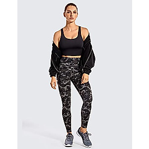 CRZ YOGA Women's Strappy Longline Sports Bras - Wirefree Padded Medium Impact Workout Crop Tank Top Black Medium