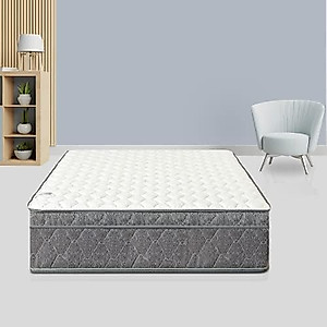 Nutan 10 Inch Foam Encased Mattress with Eurotop, Comfy, and Soft Plush Mattresses Provide Soothing Sleep, Complete Body Support, and Pressure Relief, King