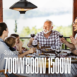 Westinghouse Outdoor Ceiling Patio Heater, Water Resistant, Adjustable Heat Output Up to 1500W, Auto Shut Off Overheat Protection, Hanging Infrared Heater for Patio Cover, Gazebo, Pergola, & More