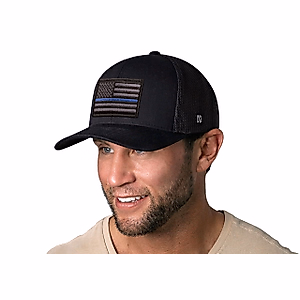 HAKA Thin Blue Line Hat, American Flag Trucker Hat for Men & Women, Honoring Law Enforcement Officers, Adjustable Baseball Cap