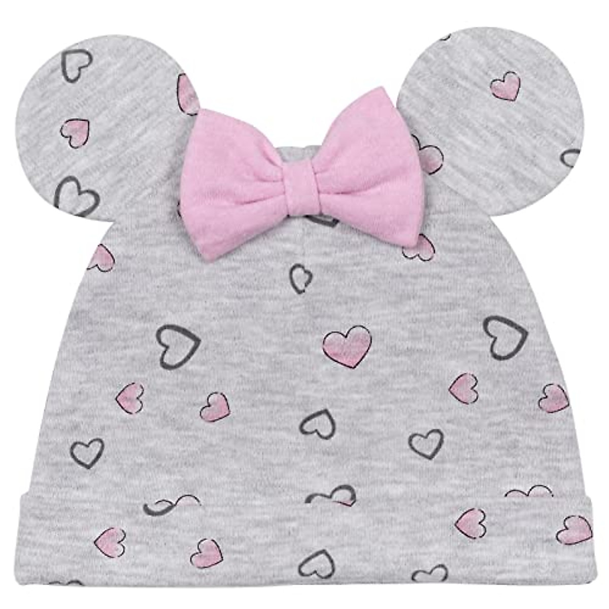 Disney Minnie Mouse Newborn Baby Girls Layette Set: Bodysuit Pant Hat Bib Grey/Pink 0-3 Months