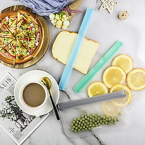 LeMuna 12 Pack Reusable Food Storage Bags, BPA Free Reusable Freezer Bags, PEVA Leakproof (4 Gallon Freezer Bags, 4 Reusable Sandwich Bag, 4 Reusable Snack Bags)