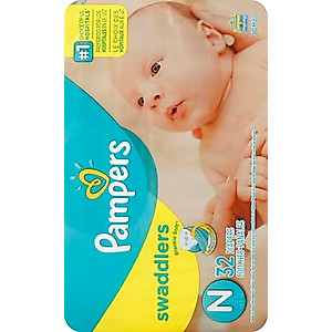 Pampers Swaddlers Disposable Diapers Newborn Size 0 (> 10 lb), 32 Count, JUMBO
