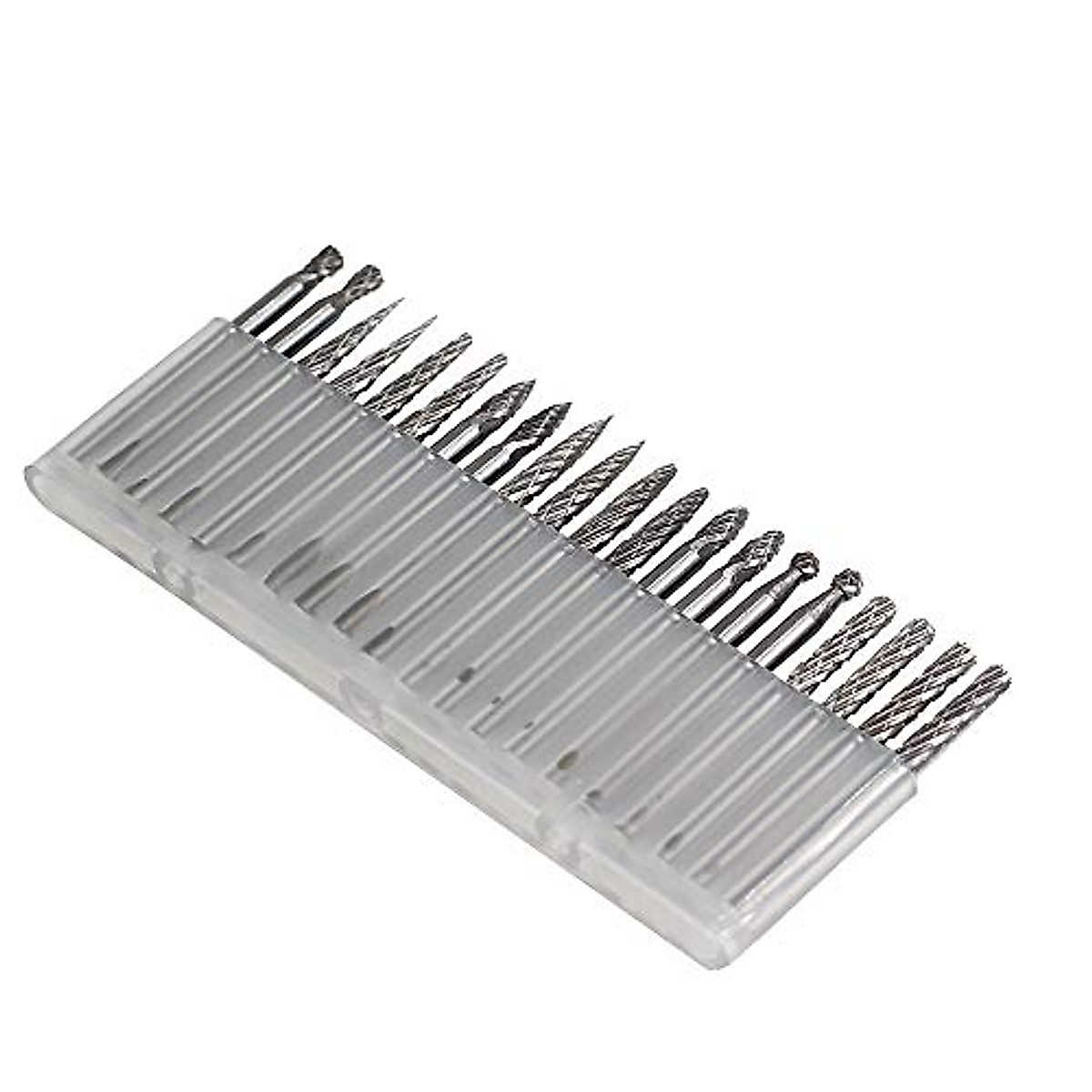 Carbide Burrs Set JESTUOUS 1/8 Shank Diameter Double Cut Tungsten Carbide Burs Rotary File Carving Grinding Bit for Die Grinder Rotary Drill Tool 20pcs