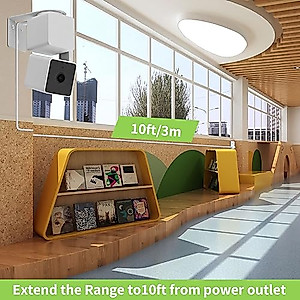 UYODM 2Pack 10FT/3M L-Shape Micro USB Extension Cable Compatible with WYZE Cam Pan V3, 90 Degree Extension Charging Cable Power Your WYZE Cam Pan V3 Continuously - White