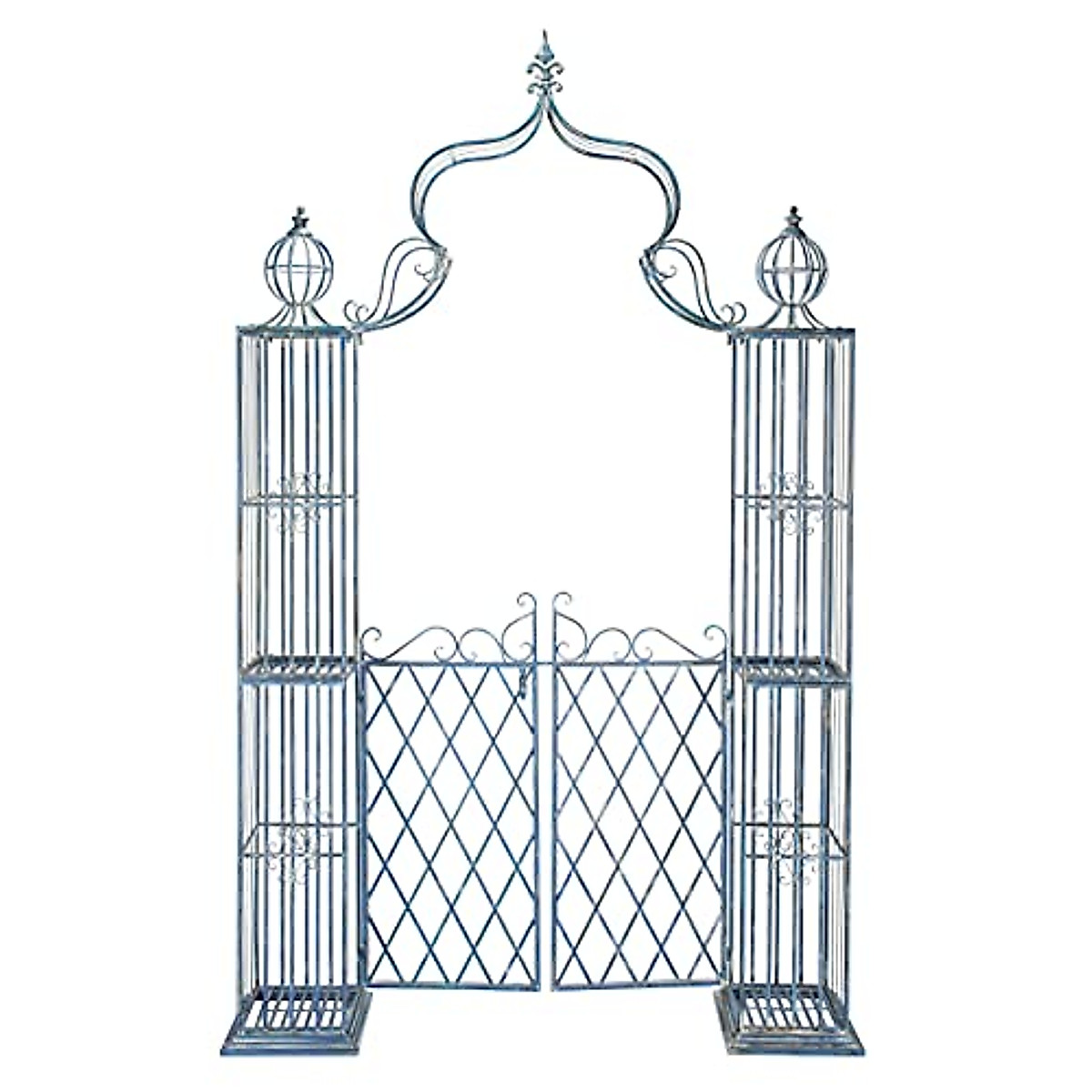 Safavieh PAT5012C Outdoor Collection Beatrix Victorian Antique Arbor, Mossy Blue