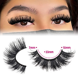 JIMIRE Mink Lashes Natural Look Silk False Eyelashes Fluffy Cat Eye 6D Wispy Faux Mink Lashes Flat Soft Strips 15MM Fake Lashes 7 Pairs Pack