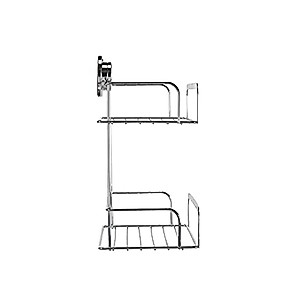 Croydex Stick n Lock Easy to Fit Adhesive Two Tier Cosmetic Basket, 20.6in x 10.2 x 6.4in, Chrome