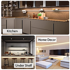 MYPLUS Under Cabinet Led Lighting, 16.4ft LED Strip Lights Kit with Dimmer Control for Kitchen, Cabinet, Shelf, Counter, Bedroom and Décor, Warm White 3000K, 1050LM