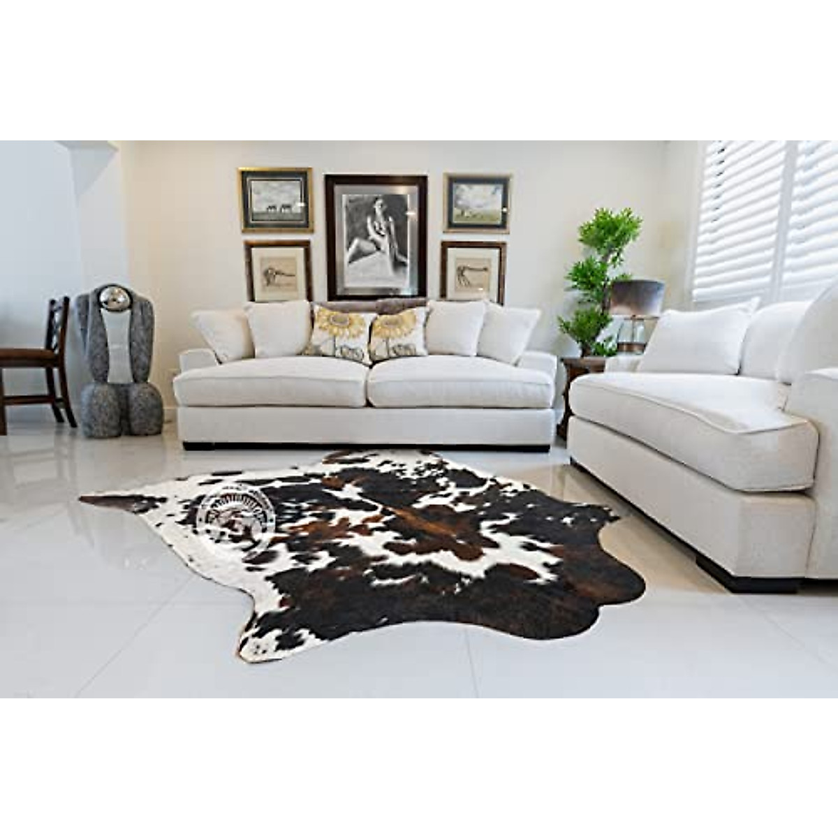 Genuine Brindle Tricolor Cowhide Rug XL 6 x 7-8 ft. 180 x 240 cm