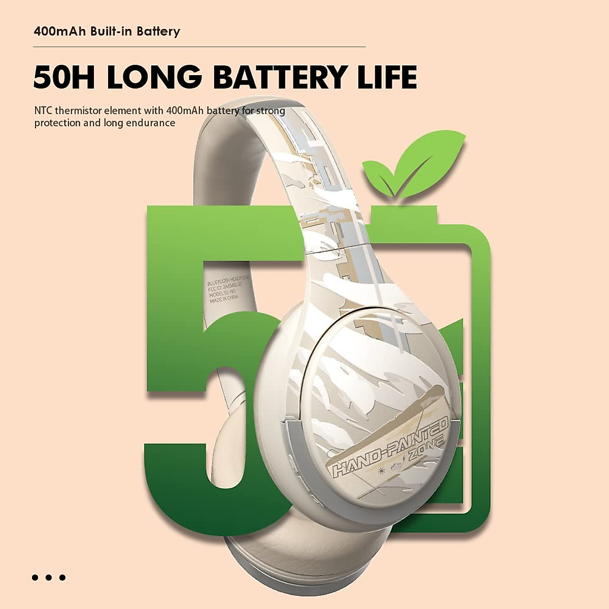 Greshare Wireless Headphone,Active Noise Canceling Headphones with Microphone Deep Bass Bluetooth Gaming Over-Ear Headset for Cellphone PC ipad Tablet Laptop. (Black & Gold)