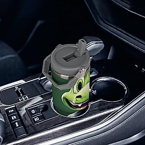 RTFGHJS Cartoon Snake Green 30 Oz Tumbler with Handle And Flip Straw, Stainless Steel Vacuum Insulated Travel Mug, Thermal Cup for Coffee, Water, Iced Drinks, Fits Car Cup Holders (Home, Sports)