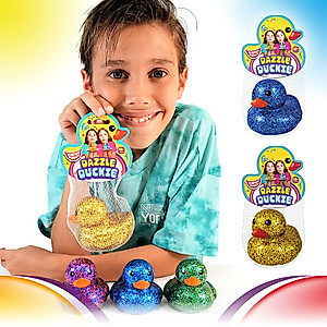 JA-RU Giant Glitter Rubber Ducks (4 Rubber Duckies Assorted) Baby Bath Toys & Pool Beach Essentials. Stress Relief Sensory Play Fidget Toy. Bulk Pinata Filler Stocking Stuffer. 4343-4s