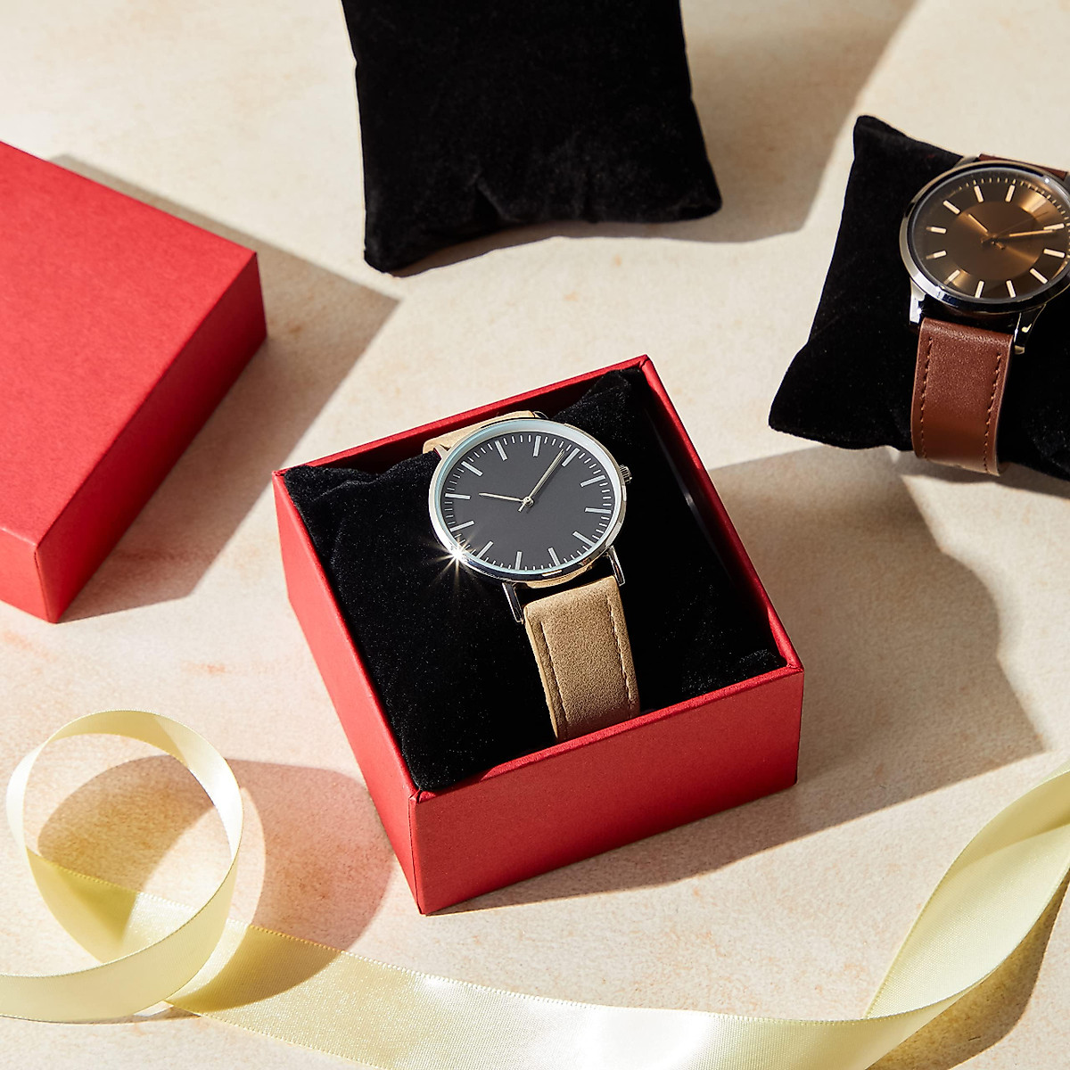 Juvale 12 Pack Velvet Bracelet Cushion Pillows for Watches and Bangles, Jewelry Display for Selling, Black (3 x 3 in)