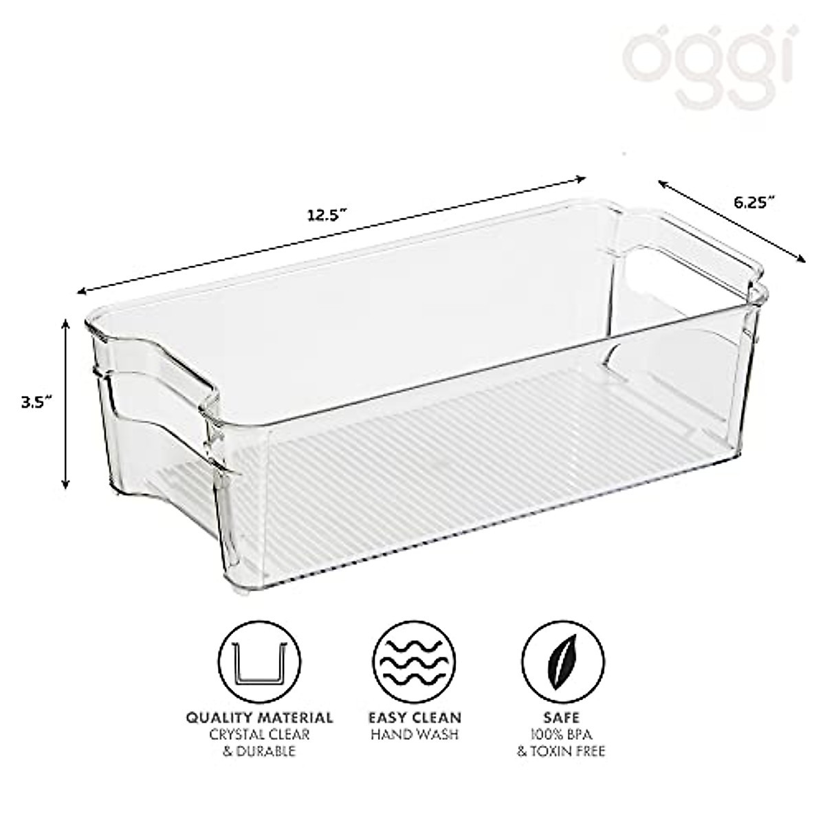 Oggi Clear Stackable Storage Bin for Fridge, Freezer and Pantry