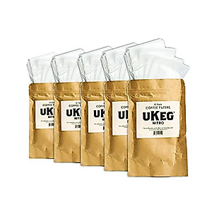 GrowlerWerks uKeg Nitro Cold Brew Coffee Maker, 50 oz, Black Chrome with Cold Brew Coffee Filters, 50 pack