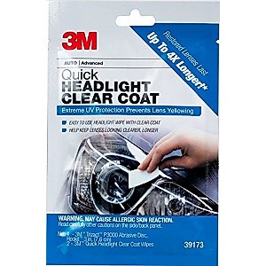 3M Quick Headlight Clear Coat, Cleans and Prevents Lens Yellowing, 39173, 1 Kit