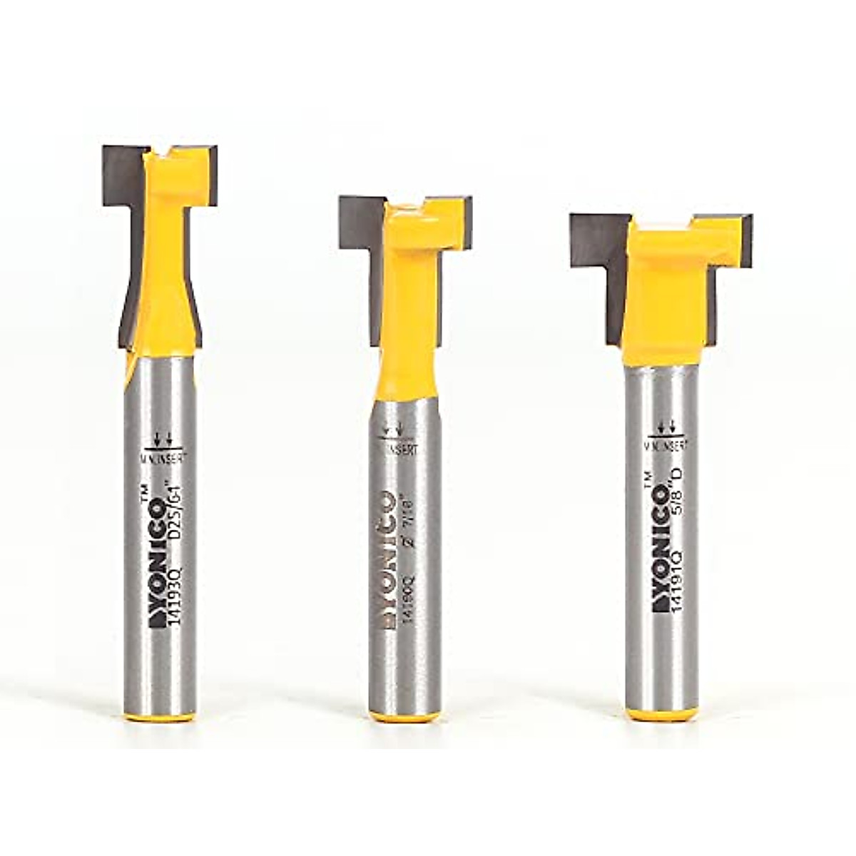 YONICO T Track T Slot Router Bit 3 Bit Set 1/4-Inch Shank 14392q
