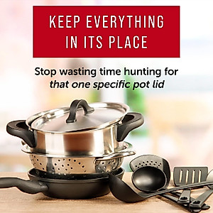 Pot Lid Organizer for Cabinet Door - Pan Lid Holder Cabinet Door - 6" & 9" Pot Lid Holder Wall Mount - Plastic Peel & Stick Cabinet Door Pan Lid Organizer - Lid Holder for Cabinet Door - 6 Pack