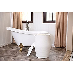 26" x 20" Tall Extra Large Storage Basket with Lid, Cotton Rope Storage Baskets, Woven Laundry Hamper with Cover, Cloth Storage Bin, for Clothes Blanket in Living Room, All White