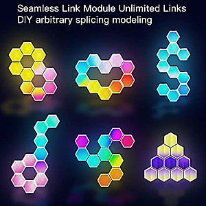 Firmlly RGB Hexagon Lights, LED Hexagon Wall Light, Smart Hexagonal Wall Panels, Bluetooth/WiFi Connection, LED Wall Panels for Gaming Room, Bedroom, Wall Decor (WiFi*3PCS, RGB)
