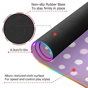 Rainbow Polka Dot Wireless Charging Mouse Pad for Mobile Phone Extra Large Gaming Mousepad with 13 Lighting Modes Computer Mat for Gaming MacBook PC Laptop Desk Office Home