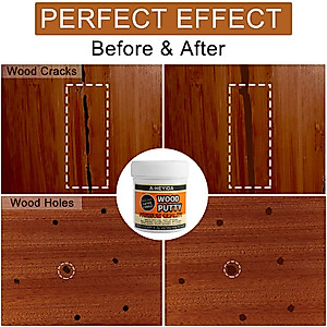Wood Filler - Walnut Wood Filler Putty, Paintable Stainable Wood Repair Putty for Repair Wood Cracks & Holes on Wooden Furniture, Hardwood Floor, Door, Cabinet - Wood Scratch Repair Kit (9.87 Ounce)