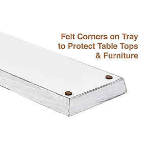 Euneek Designs Farmhouse Distressed Whitewash Wood Tray - Vanity, Bathroom, Toilet Tank, Countertop Organizer - Perfume or Jewelry Storage, Candle Votives or DIY Decor Projects and Wedding Centerpcs