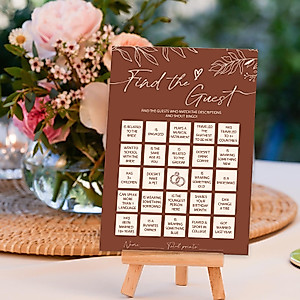 JarThenaAMCS 50 Sheets Boho Bridal Shower Game Cards Double Sided Party Game Activity Cards for Would She Rather & Find The Guest Wedding Bridal Shower Bachelorette Party Games Supplies