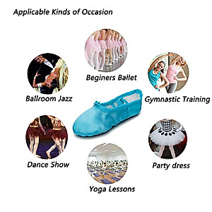 MSMAX Women's Ballet Shoes Satin Split Sole Performa Flats Blue 8 M Women