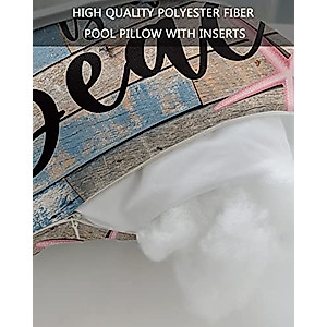 Recliner Head Pillow Ledge Loungers Chair Pillows with Insert Wooden Board Quotes - Life is Better at The Beach Lumbar Pillow with Adjustable Strap Patio Garden Cushion for Sofa Bench Couch, 2 PCS