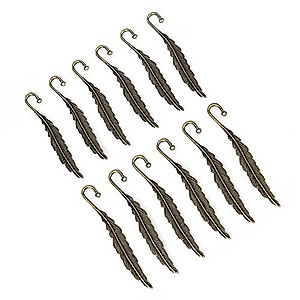 12Pcs Vintage Metal Feather Bookmarks, Mermaid Hooks Shaped Bookmark