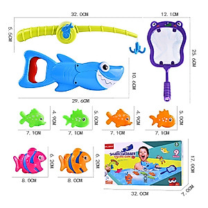 Bath Toys Baby Bath Essentials Fishing Pole Games Swimming Shark Grabber Water Table Pool Bath Time Infant Bathtub Toy Set Non Toxic Mold Free Bath Toys for Kids Ages 3 4 5 6 7 8 Boys Girls