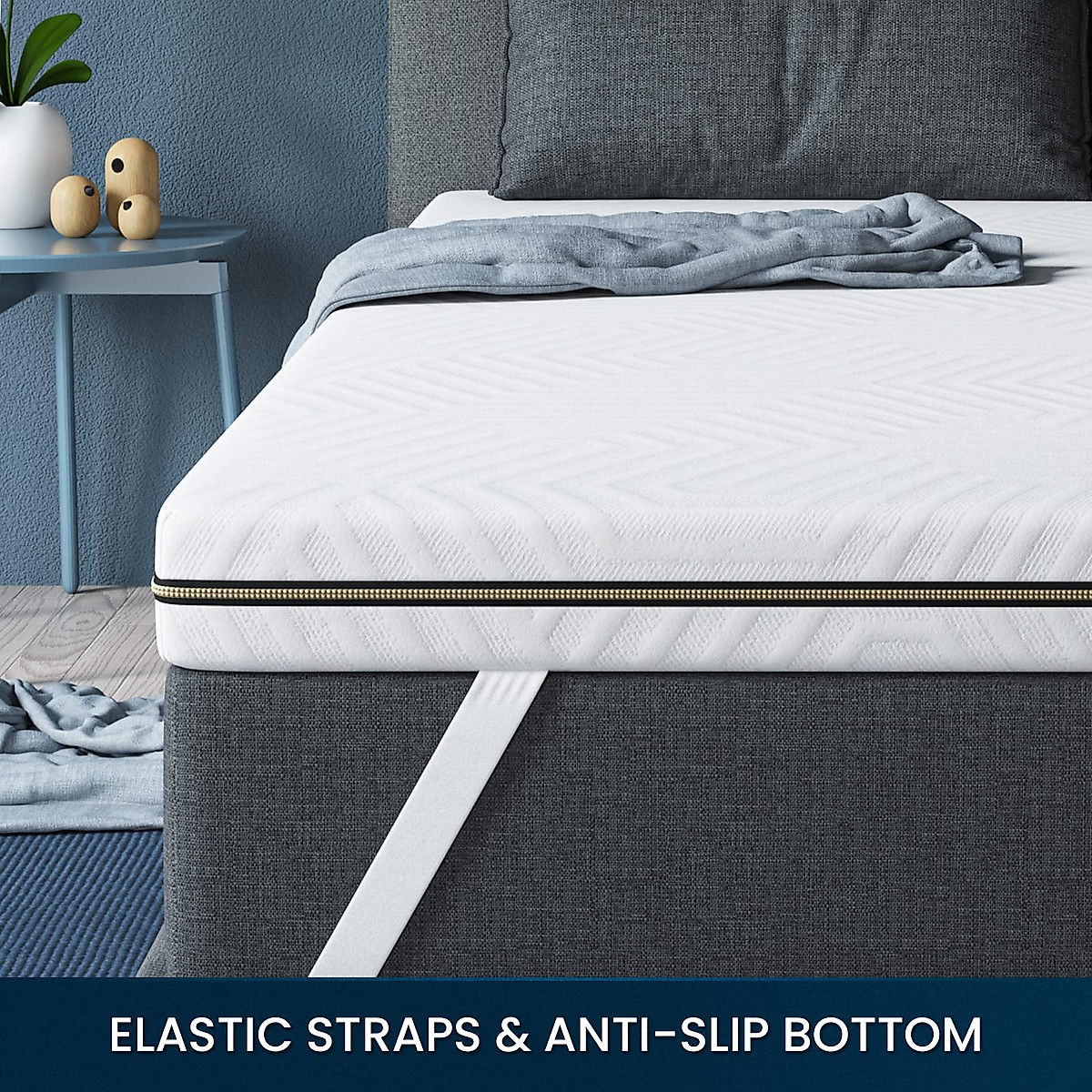 Bedstory 3 Inch King Size Memory Foam Mattress Topper, Extra Firm Pain-Relief Bed Topper High Density, Enhanced Cooling Pad Gel Infused, Non-Slip Removable Skin-Friendly Cover, CertiPUR-US Certified