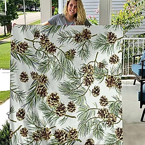 Flannel Blanket Seamless Pattern with Pine Cones Souvenir Blanket for Air-Conditioned Room Twin Bed Living Room Bedroom Sofa Beach Camping Cold Cinema Travel Throw Blankets, White 19, 50x40inch