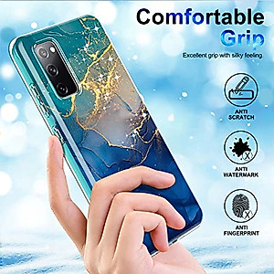SEXYMOM for Samsung Galaxy S20 FE Case with Screen Protector,Durable Cover with Fashion Designs for Women Girls,Slim Fit Protective Phone Case for Galaxy S20 FE Royal Blue Gold Marble